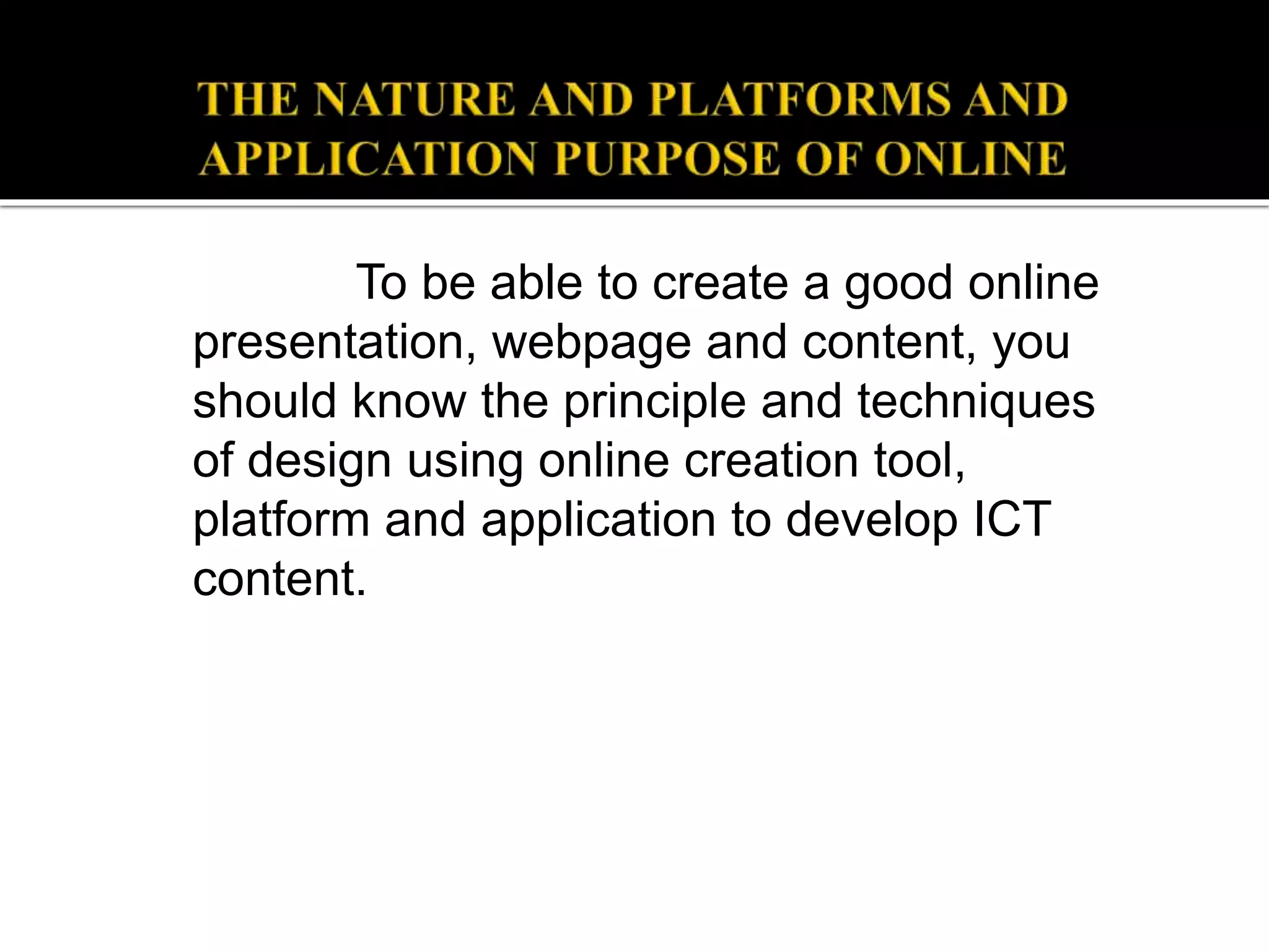 Online platforms for ict content development | PPT