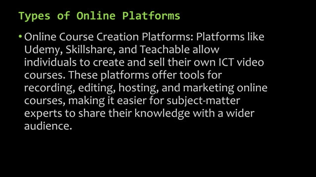 Online Platforms for ICT Content Development.pptx | Internet for Beginners | Internet