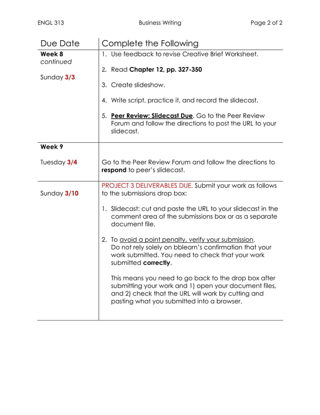 Online_Project3_Schedule_Engl313_Spring2019 | PDF