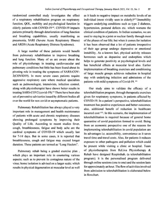 Outcome study of pulmonary telerehab - respirehab for post COVID ...