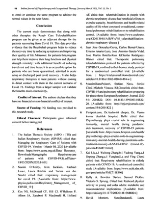 Outcome study of pulmonary telerehab - respirehab for post COVID ...