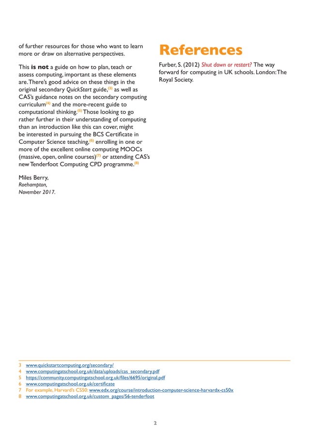 QuickStart Computing Scotland - subject knowledge covering the transition from Primary to ...