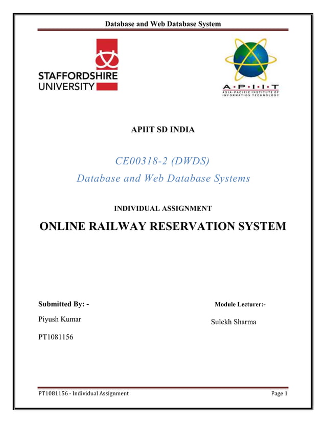 Online railway reservation system | DOCX
