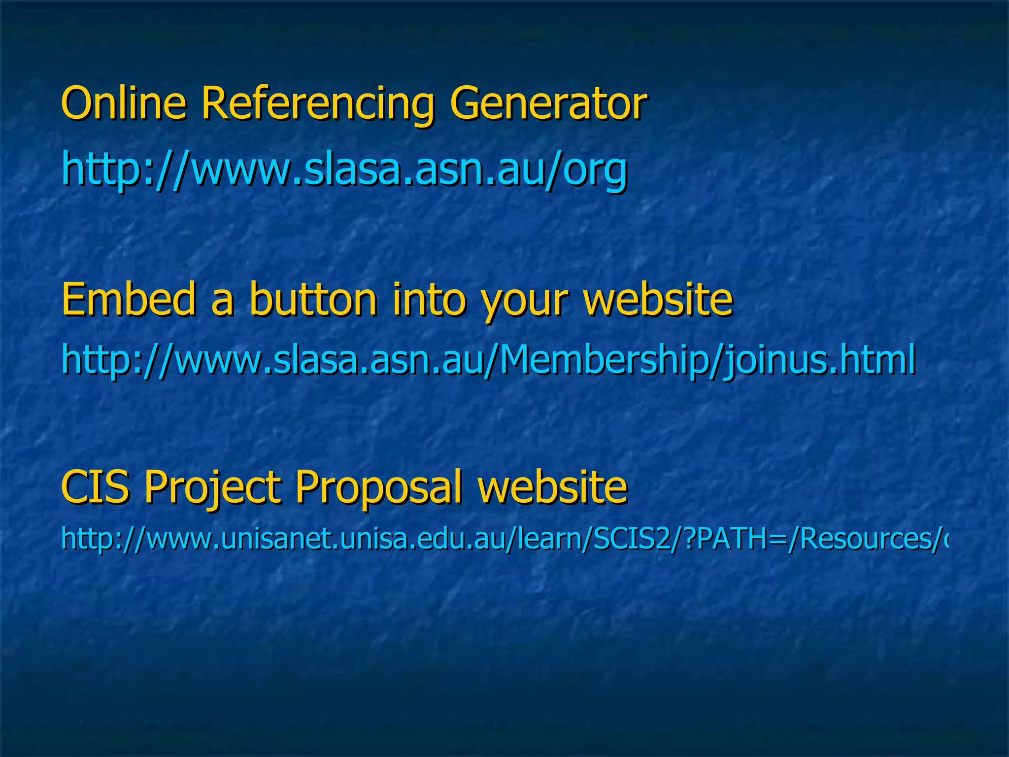 SLASA Online Referencing Generator | PPT | Free Download