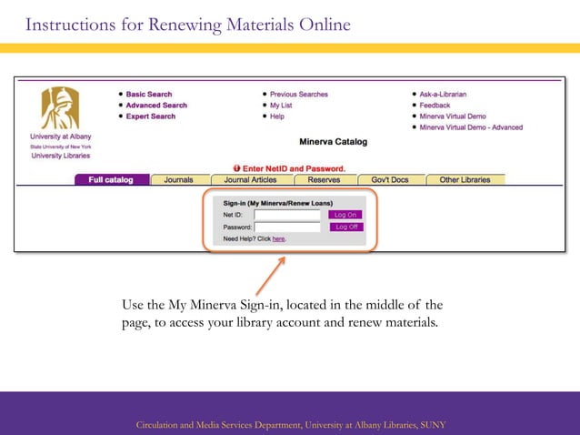 Renewing Library Materials in Minerva | PPT