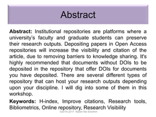 Online repository: Improving the research visibility and impact | PDF
