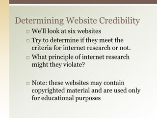 Online research and citing sources for speeches | PPT