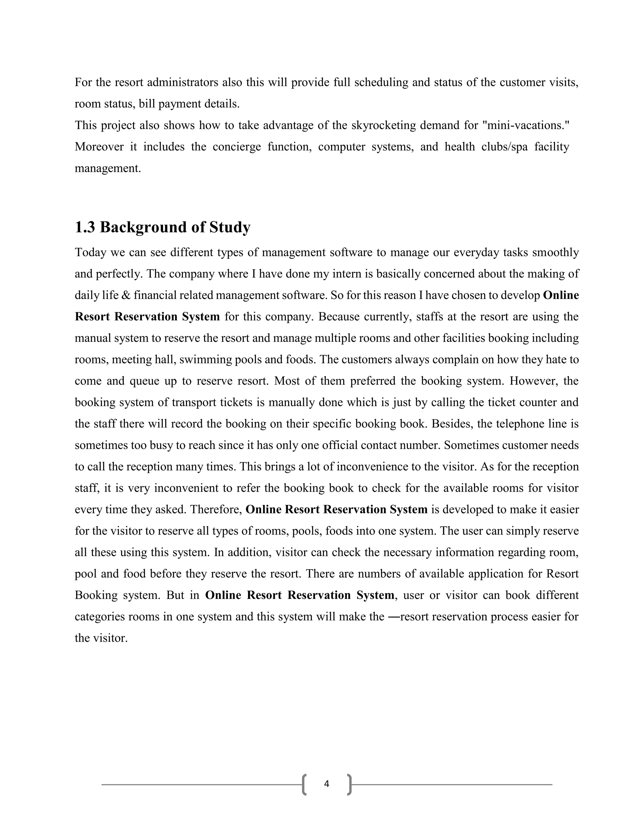 Online resort reservation system report (practicum) | PDF