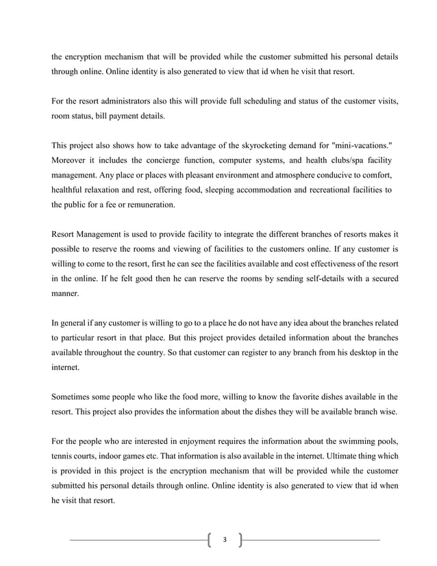 Online resort reservation system report (practicum) | PDF