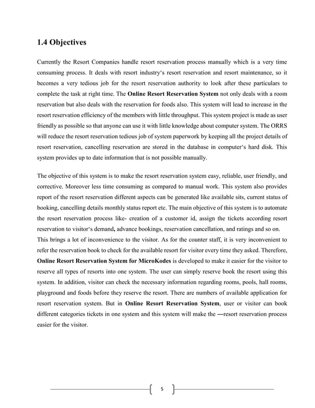 Online resort reservation system report (practicum) | PDF