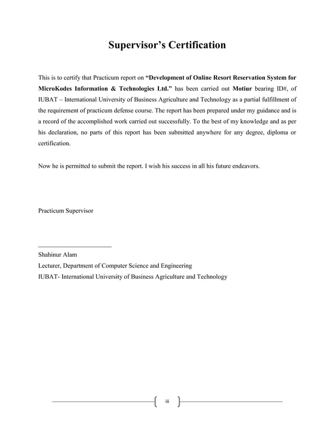 Online resort reservation system report (practicum) | PDF