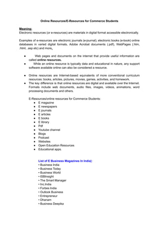 Online resources | PDF | Internet | Computing