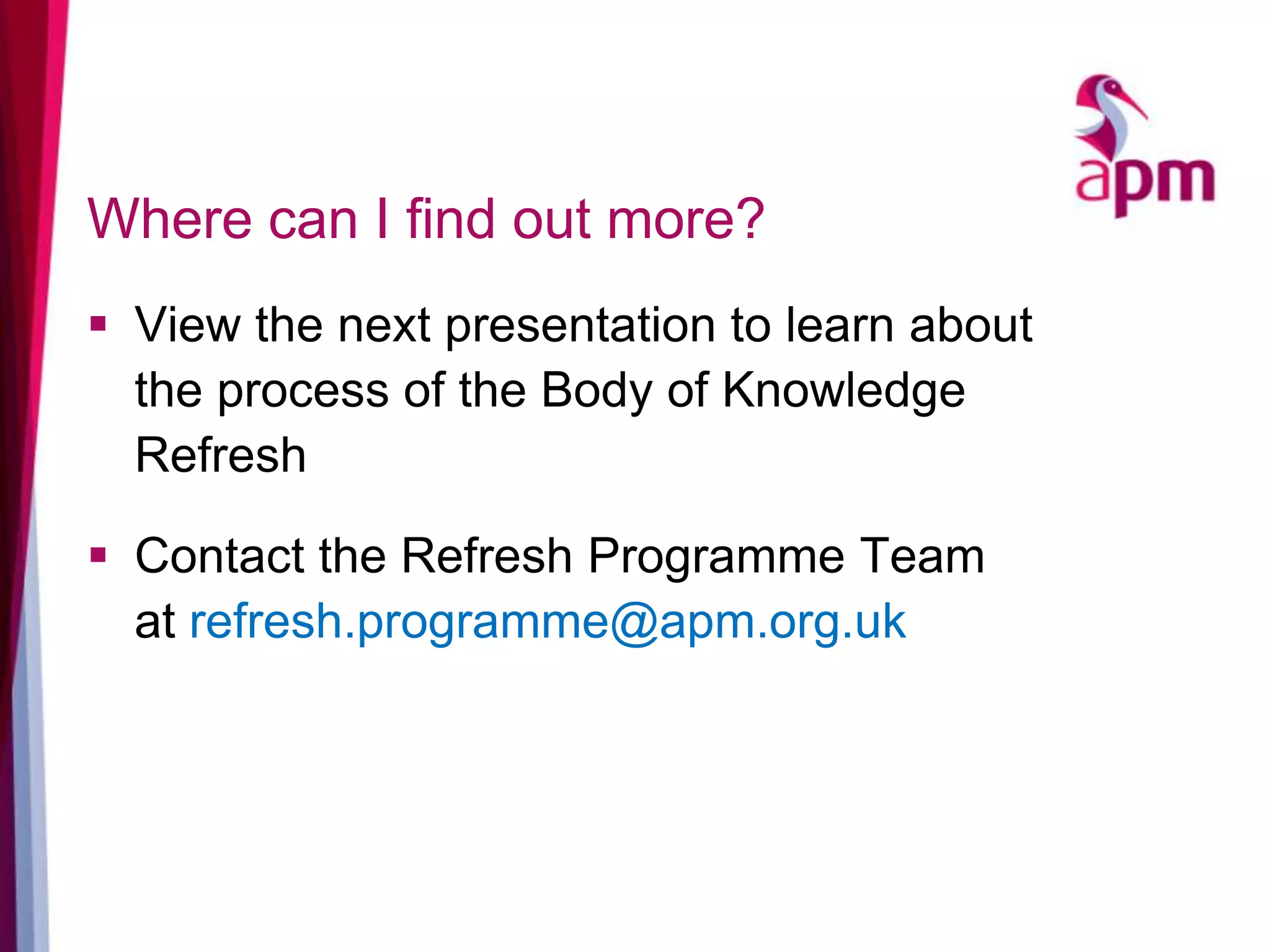 APM Body of Knowledge Refresh Guide | PPT