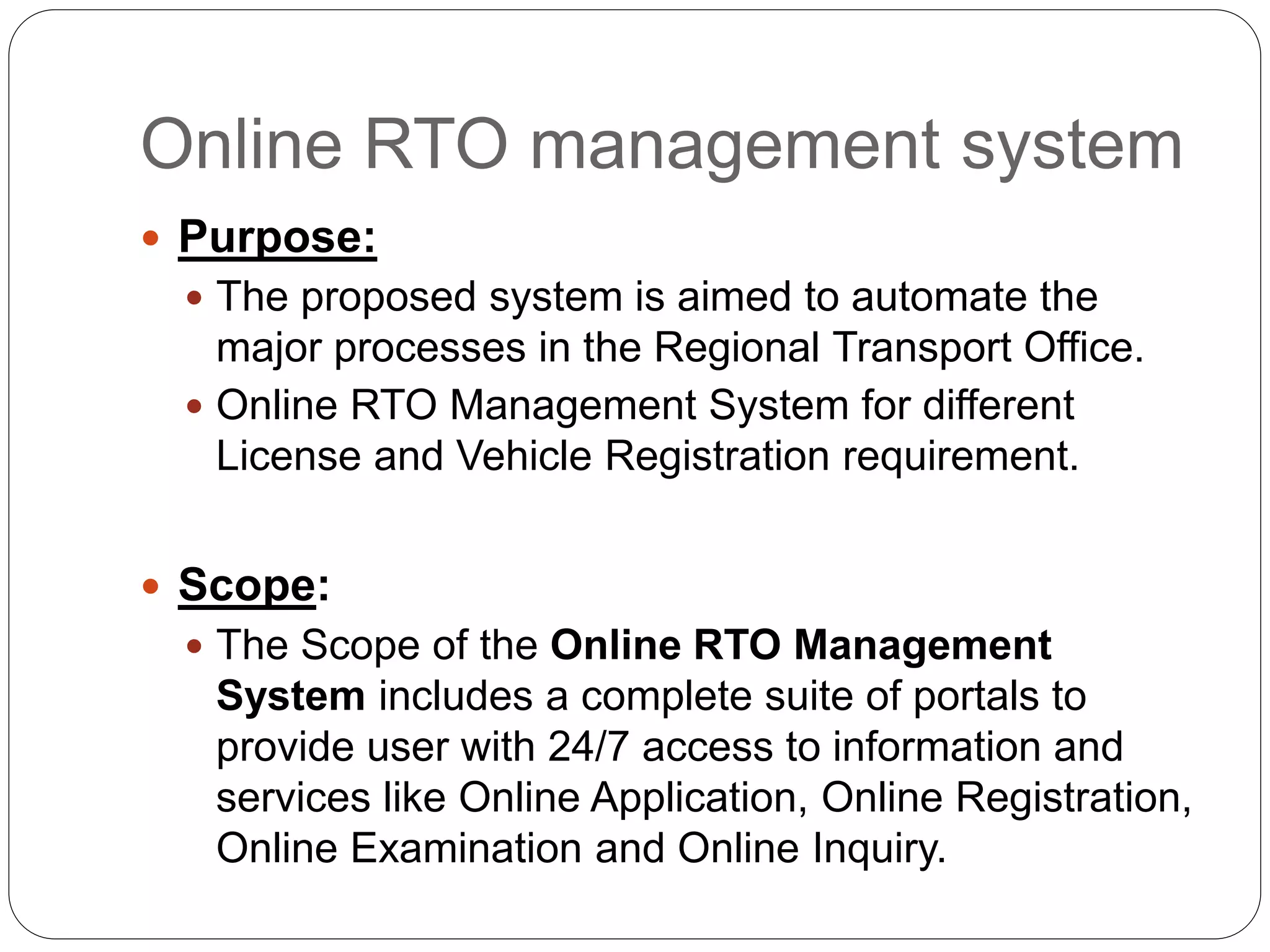 Online rto management system | PPTX