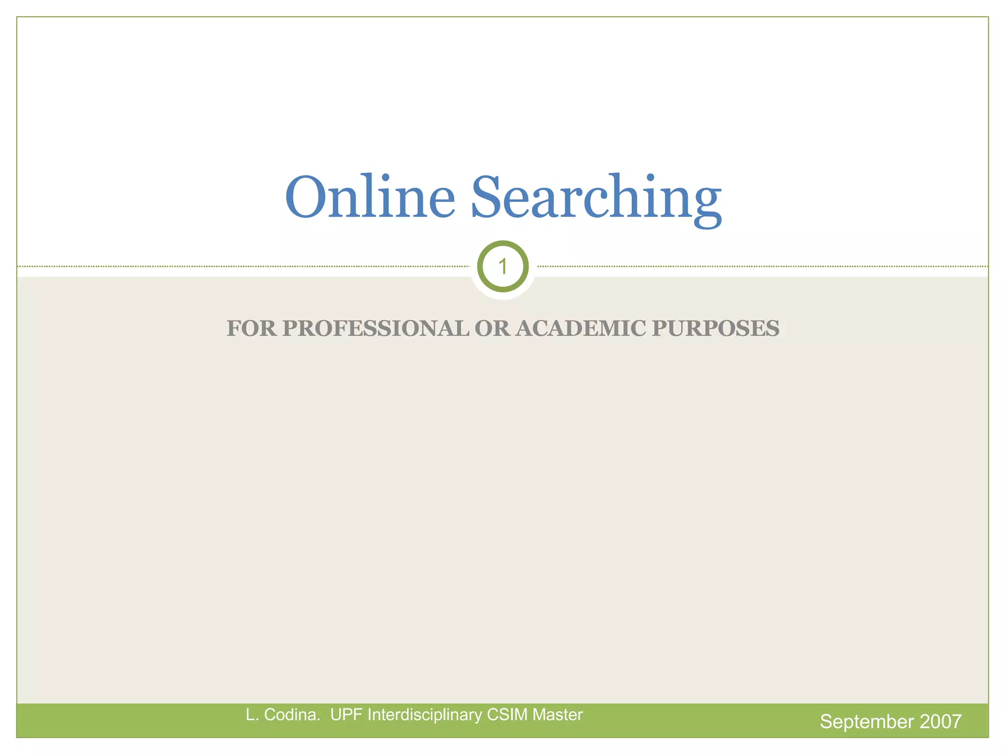 Online Searching | PPT