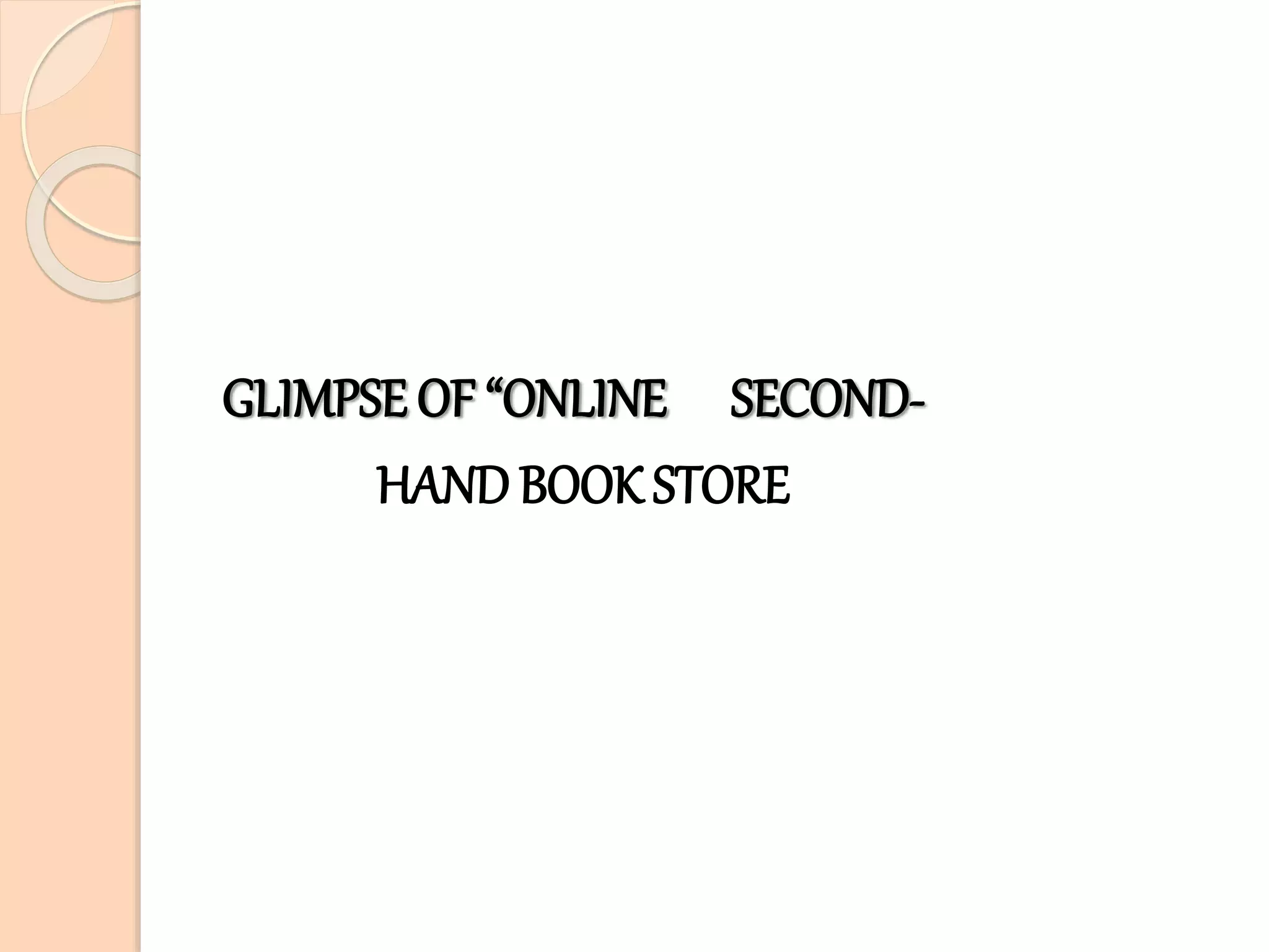 Online second hand book store project report | PPTX
