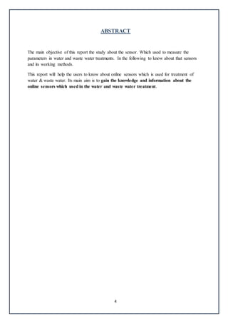 report on Online sensor for wastewater and water treatment | DOCX