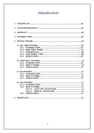 report on Online sensor for wastewater and water treatment | DOCX