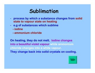 Sublimation Method Of Separation