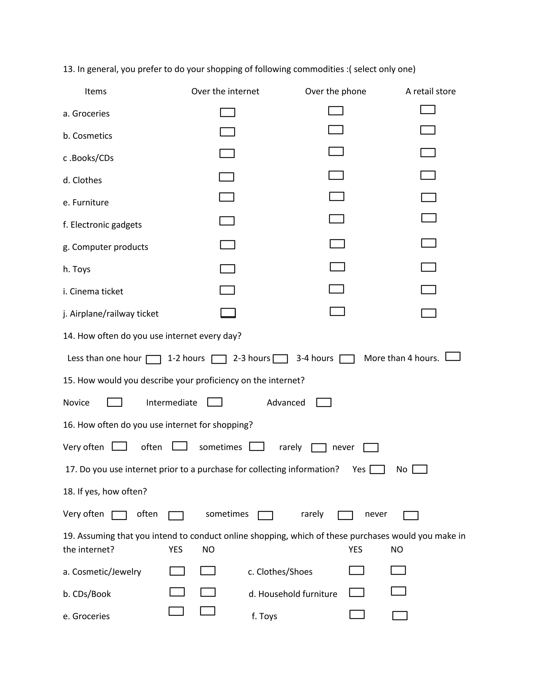 Online shopping habits-questionnaire | PDF