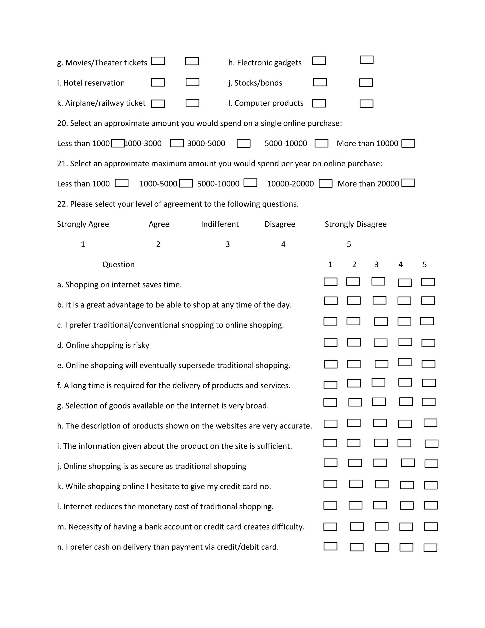 Online shopping habits-questionnaire | PDF