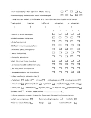 Online shopping habits-questionnaire | PDF