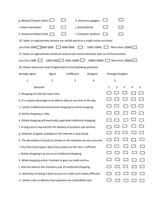 Questionnaire Format For Consumer Behaviour