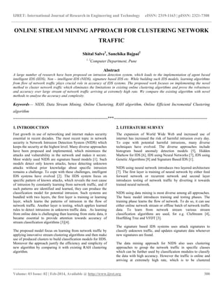 Online stream mining approach for clustering network traffic | PDF