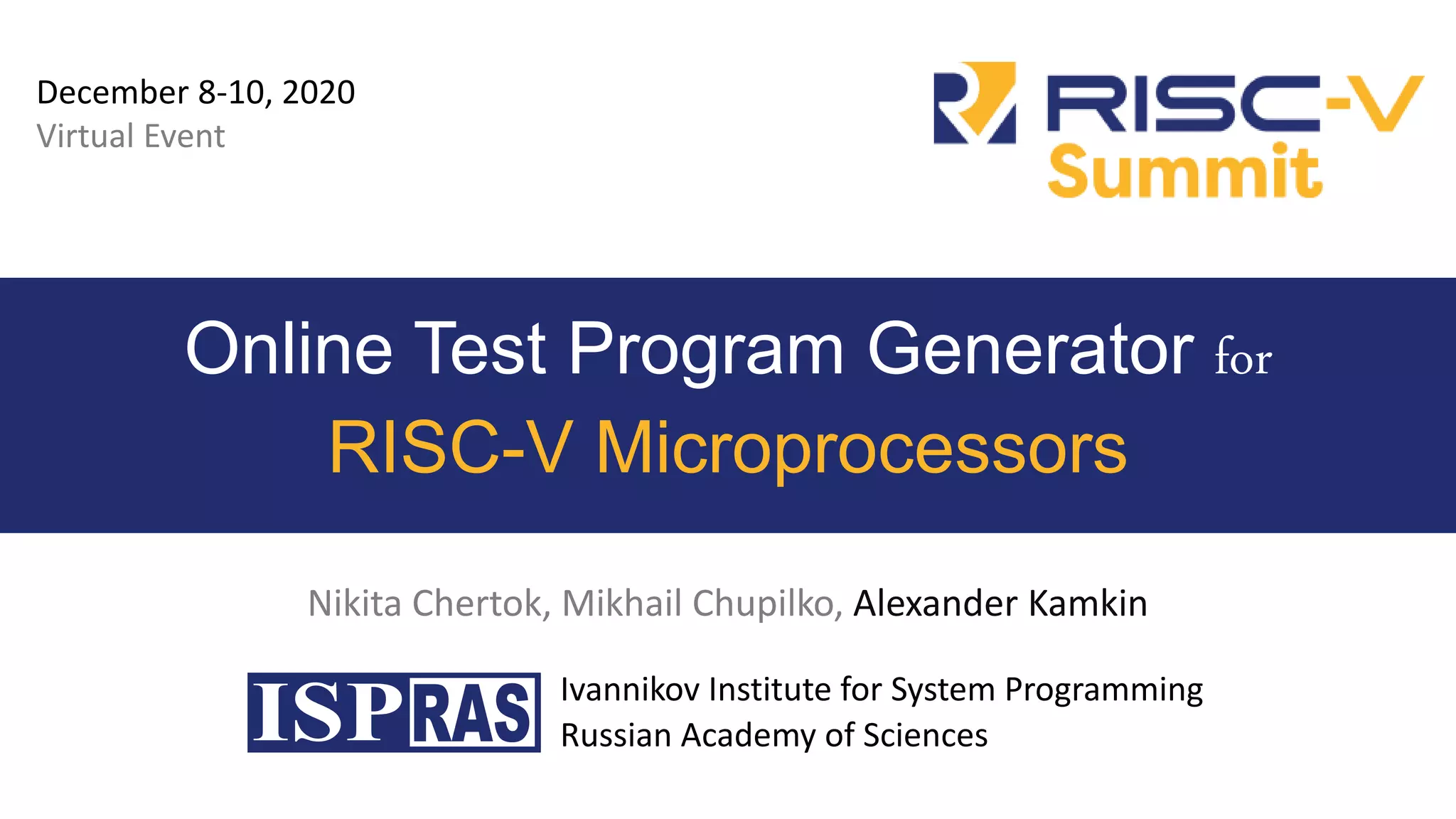 Online test program generator for RISC-V processors | PPTX