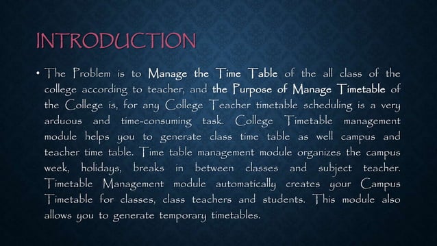 Online time table management system | PPTX | Computing | Technology & Computing