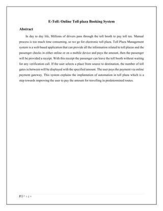 Online toll plaza booking system project report.doc.pdf