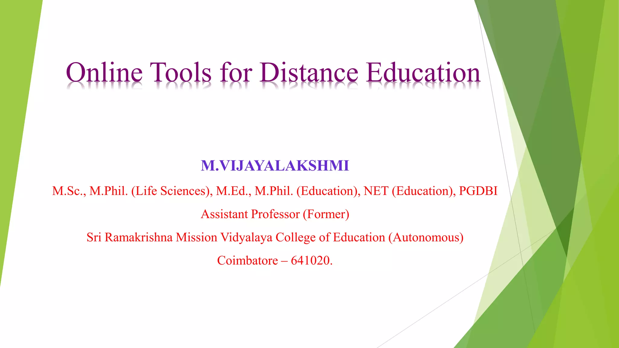 Online tools for distance education | PPTX