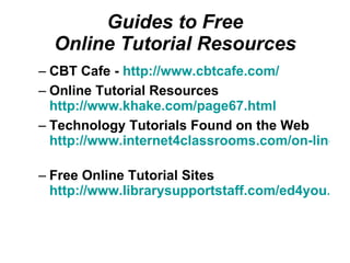 Online tutorials then and now | PPT | Internet for Beginners | Internet