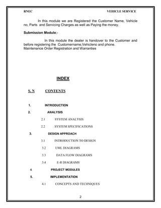 Online vehicle service center management system project report | PDF
