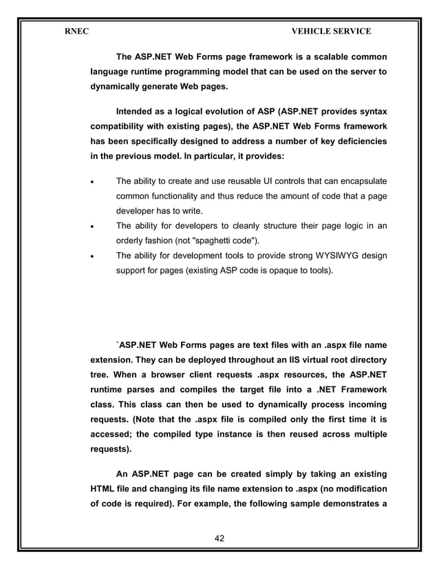 Online vehicle service center management system project report | PDF