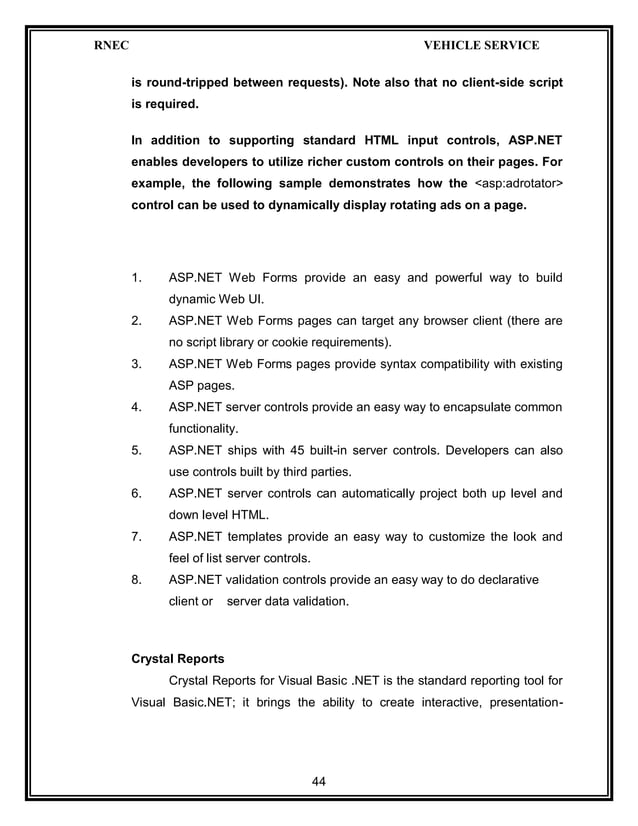 Online vehicle service center management system project report | PDF
