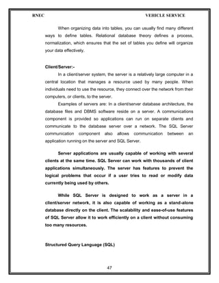 Online vehicle service center management system project report | PDF