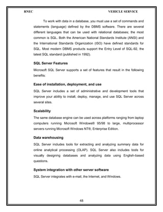 Online vehicle service center management system project report | PDF