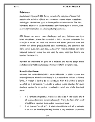 Online vehicle service center management system project report | PDF