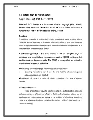 Online vehicle service center management system project report | PDF