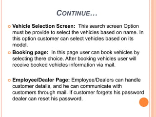 Online vehicle showroom DB project | PPTX