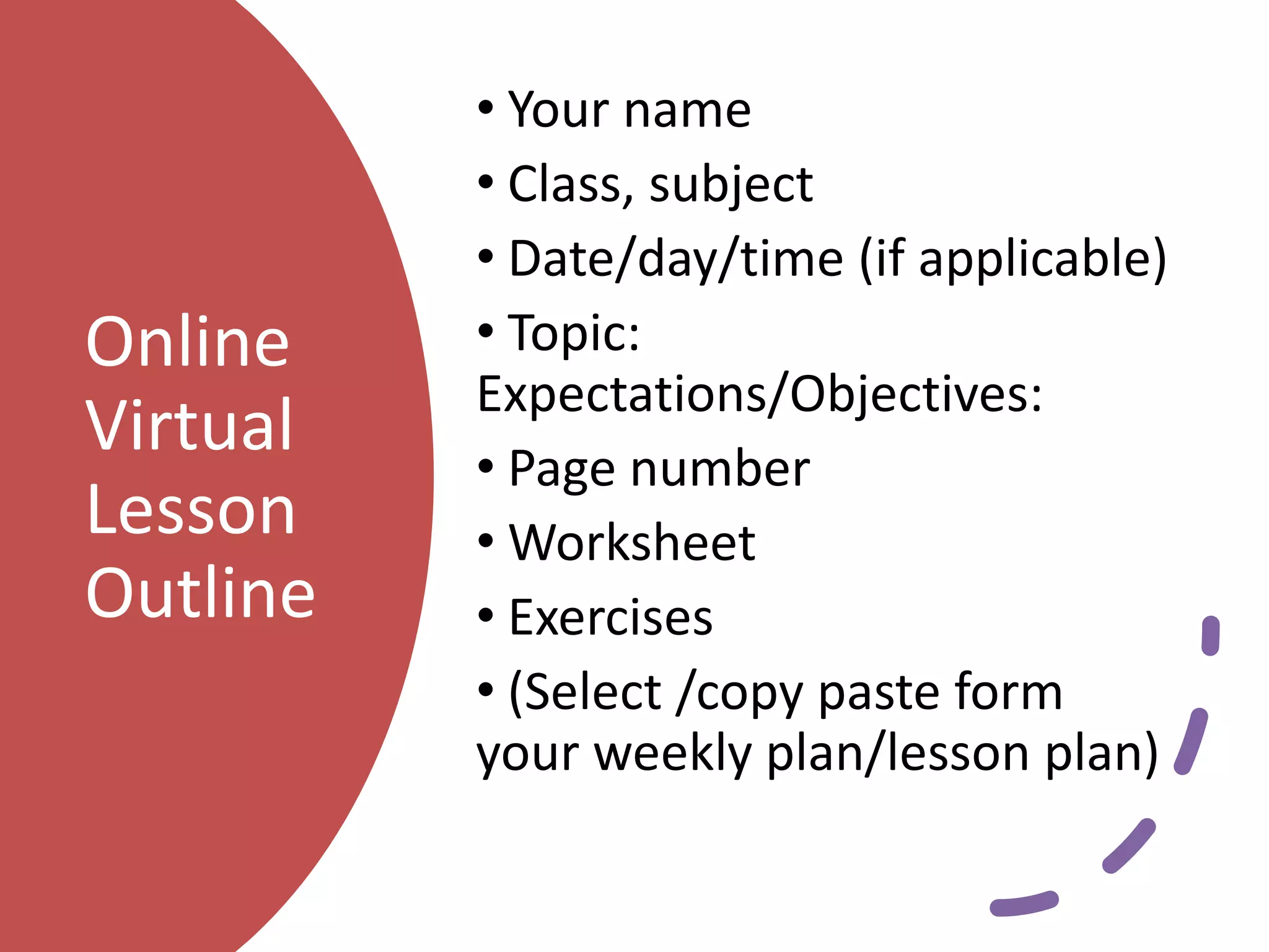 Online virtual lesson outline | PPT