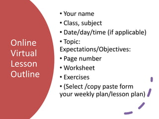 Online virtual lesson outline | PPT