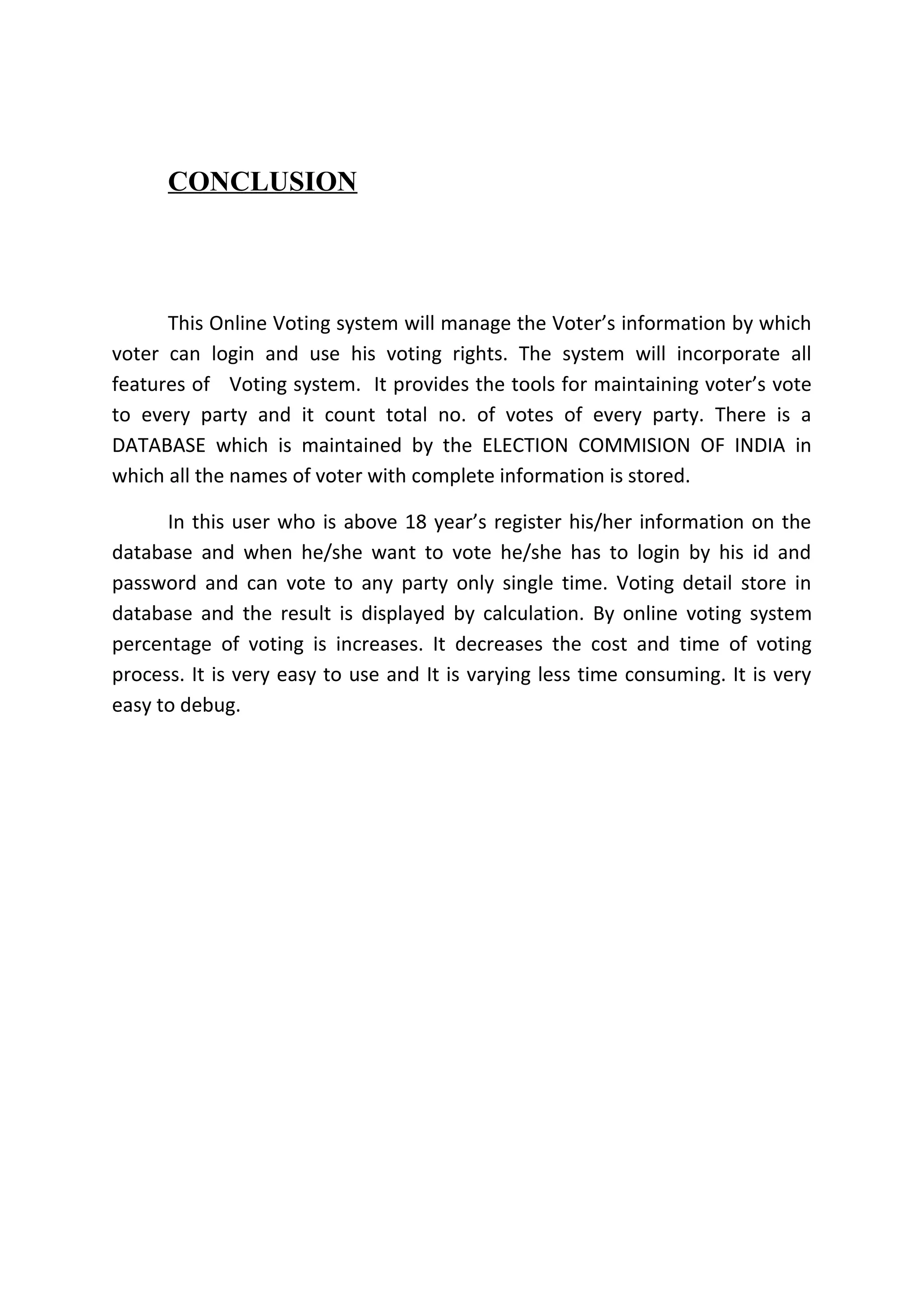 Online voting system full thesis project by jahir | DOC