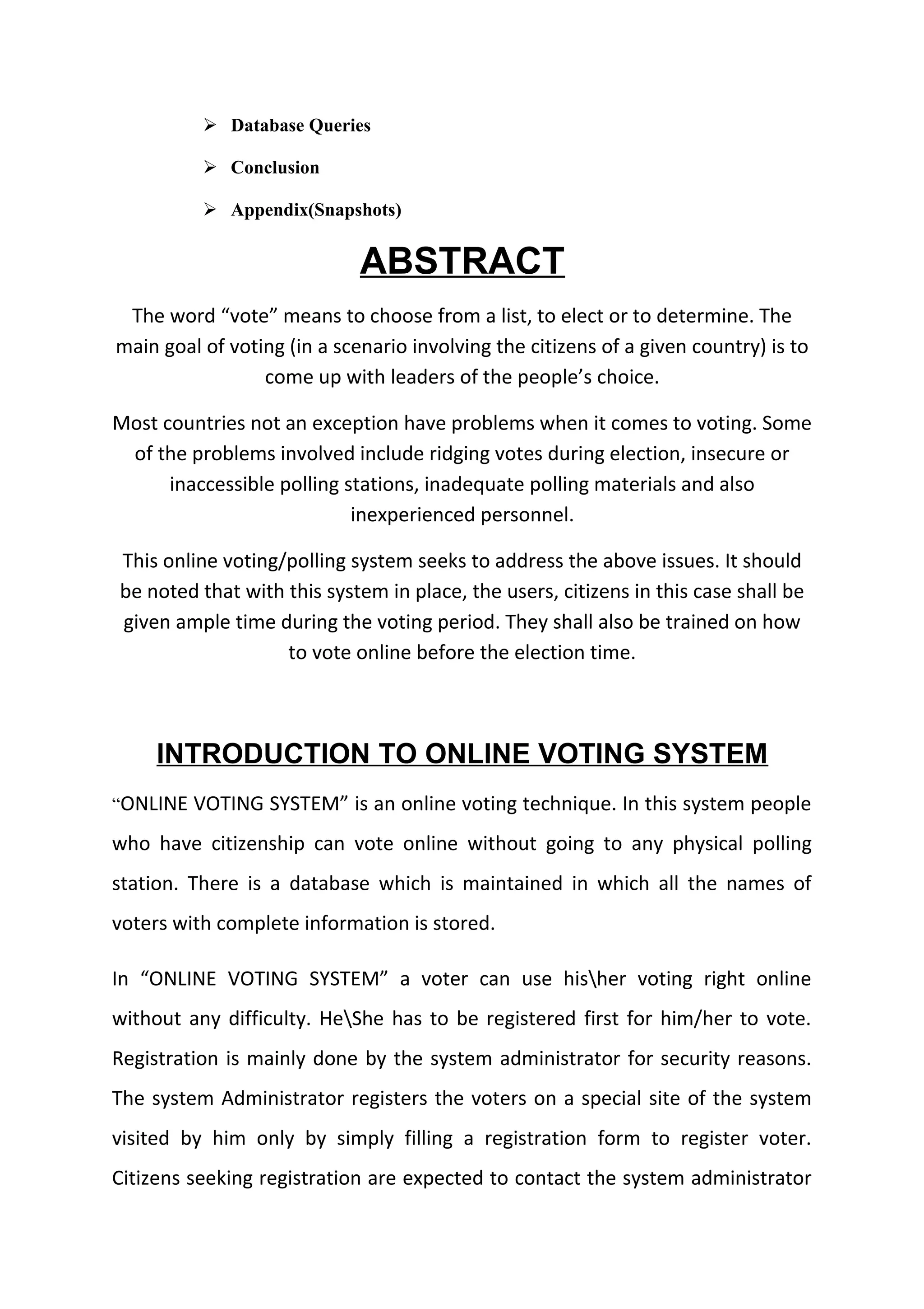 Online voting system full thesis project by jahir | DOC