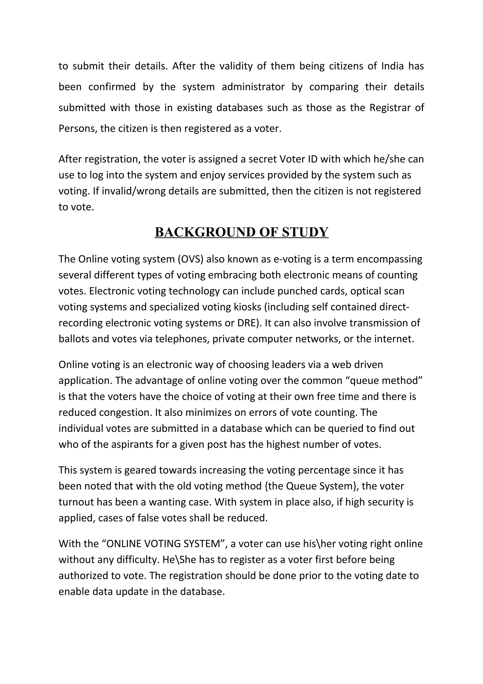 Online voting system full thesis project by jahir | DOC