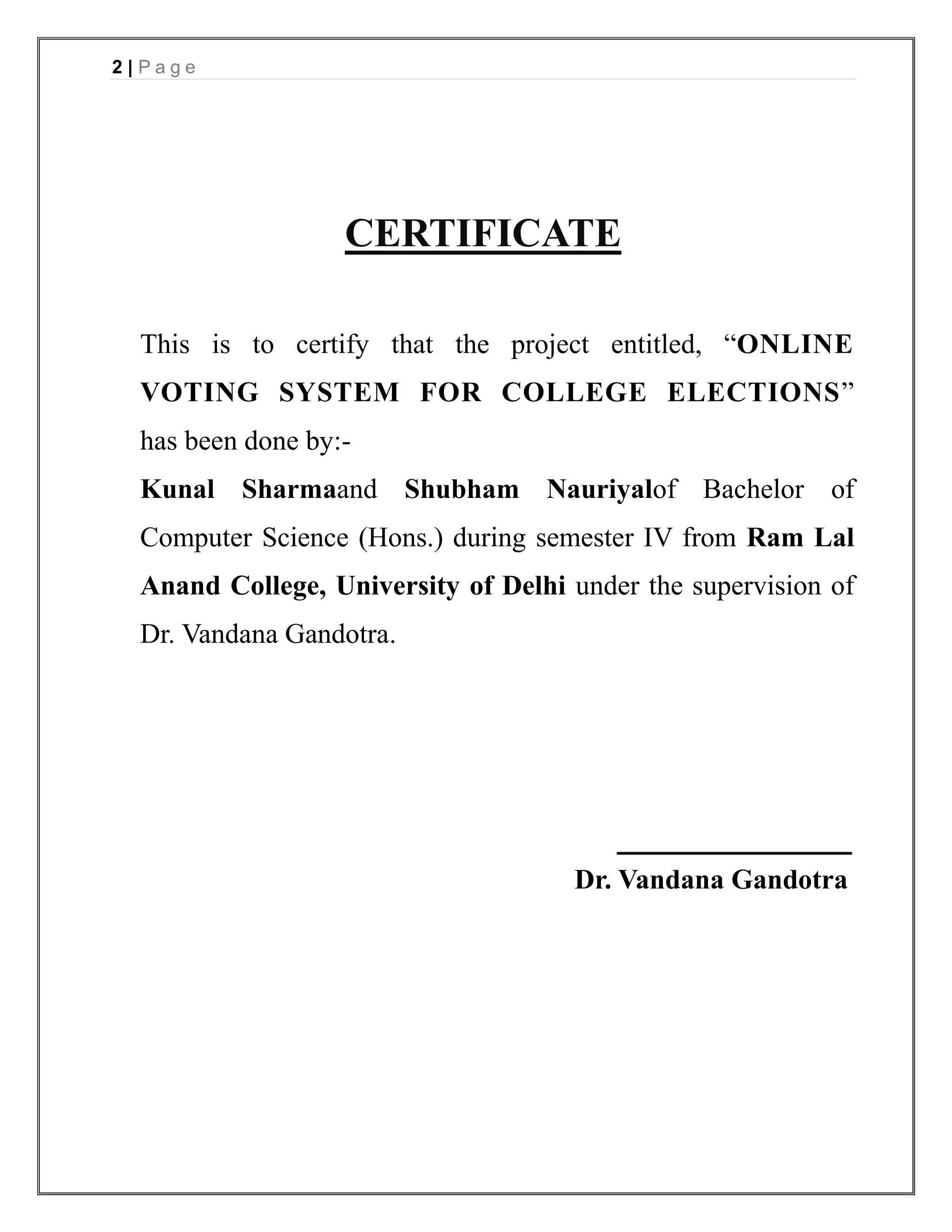 Online voting system project | DOCX