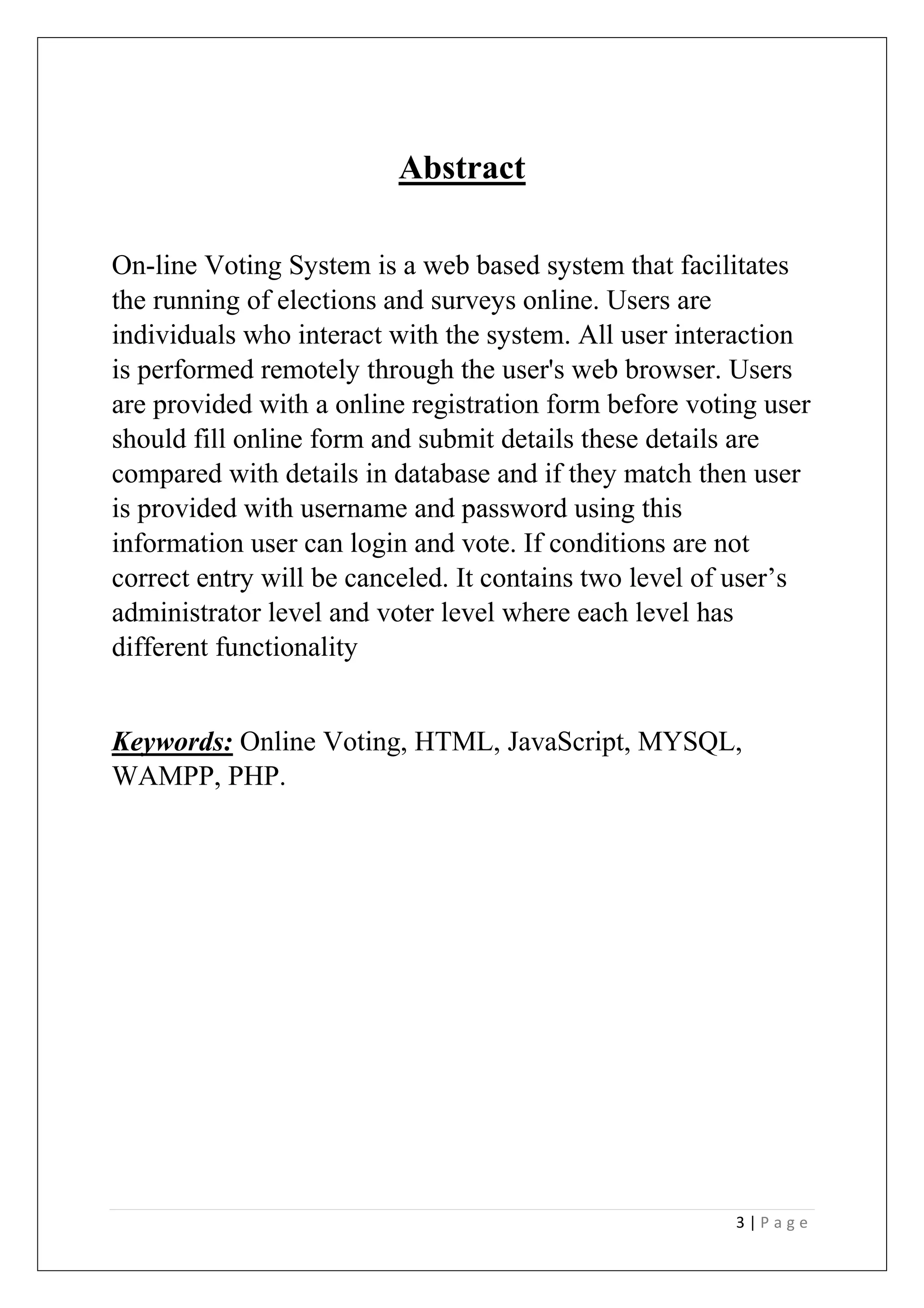 ONLINE VOTING SYSTEM SE Project for vote | DOCX