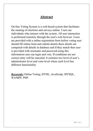 ONLINE VOTING SYSTEM SE Project for vote | DOCX