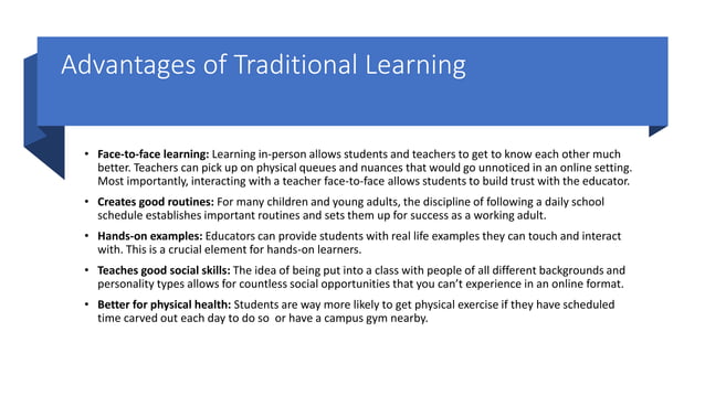 Online vs Traditional Learning | PPTX | Online Education | Education